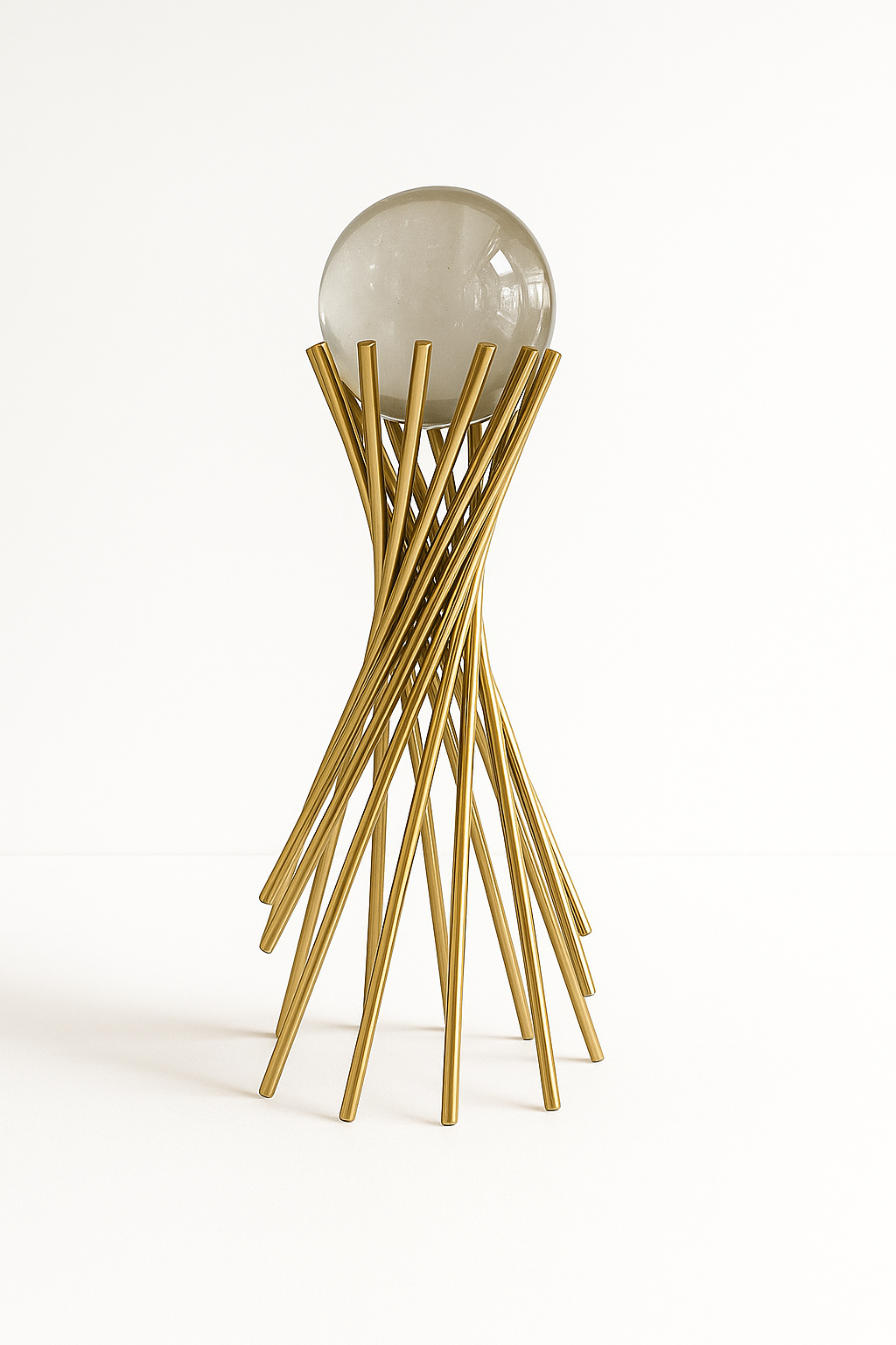 Gold Rods Glass Ball Sculpture – Design Luxe Interiors